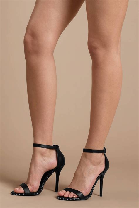 Alli Studded Ankle Strap Heels In Black Ankle Strap Heels Strap