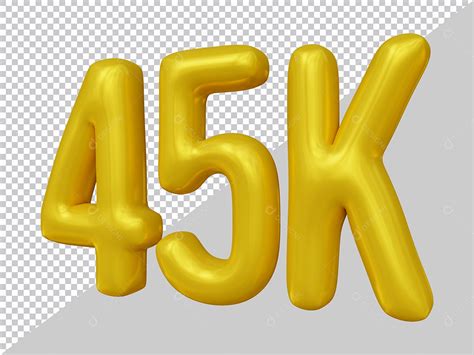 Elemento 3D 45K De Seguidores Dourado Para Composição PSD download