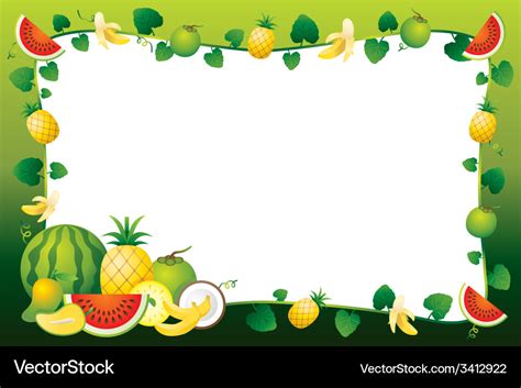 Mixed Fruits Border Frame Royalty Free Vector Image