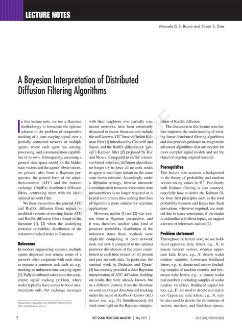 pdf a bayesian interpretation of distributed diffusion filtering algorithms [lecture notes]