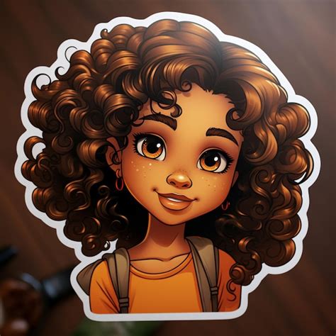 Hay Una Pegatina De Una Chica De Dibujos Animados Con Cabello Rizado