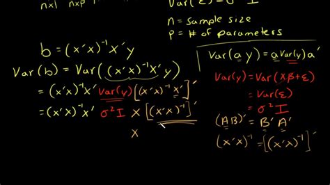 multiple linear regression variance of least squares estimator b youtube