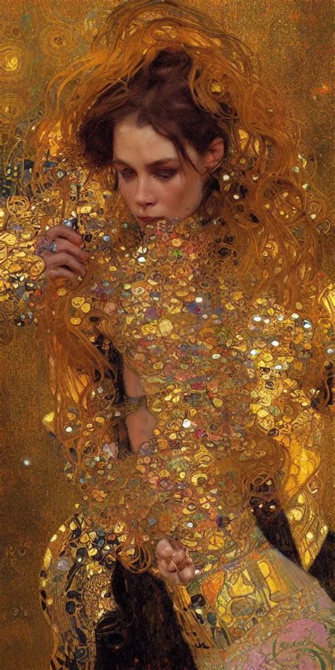 An Intricate Painting Of An Artistic Klimt Golden Stable Diffusion