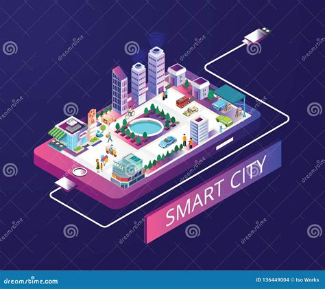 Smart City Isometric Artwork Concept Stock Illustration Illustration