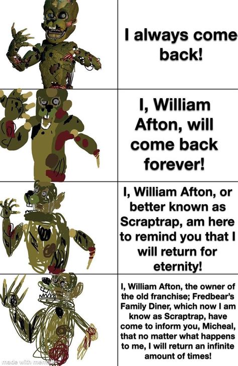 I ALLWAYS COME BACK In 2023 Fnaf William Afton No Matter What Happens