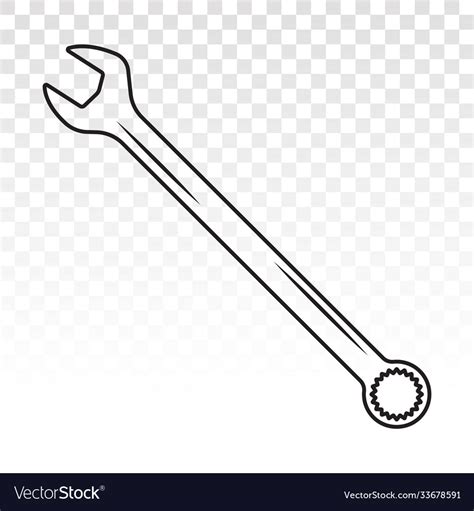 Adjustable Wrench Line Art Icons On A Transparent Vector Image