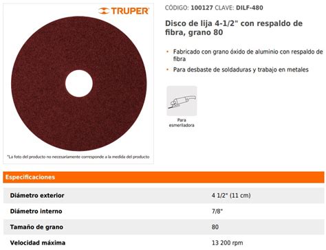 Grupo Ferretero CHC Disco De Lija 4 1 2 Con Respaldo De Fibra Grano 80