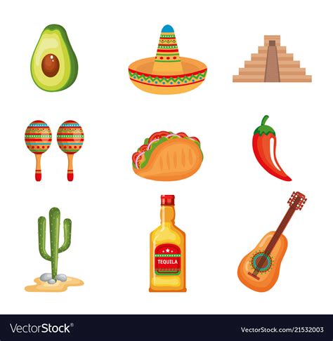 Delicious Mexican Food Icons Royalty Free Vector Image