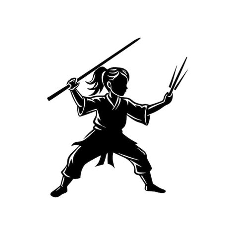 Kung Fu Silhouette Vector Premium AI Generated Vector