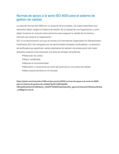 Norma Iso 9000 Normas De Apoyo A La Serie ISO 9000 Para El Sistema De