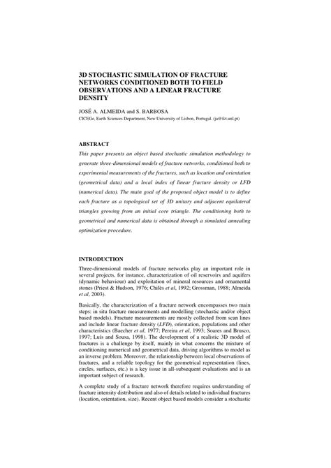 pdf 3d stochastic simulation of fracture networks conditioned both to field observations and a