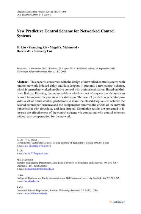 pdf new predictive control scheme for networked control systems