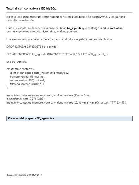 tutorial 08 conexion a bd mysql pdf mi sql bases de datos