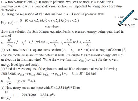 solved 1 a three dimensional 3d infinite potential well
