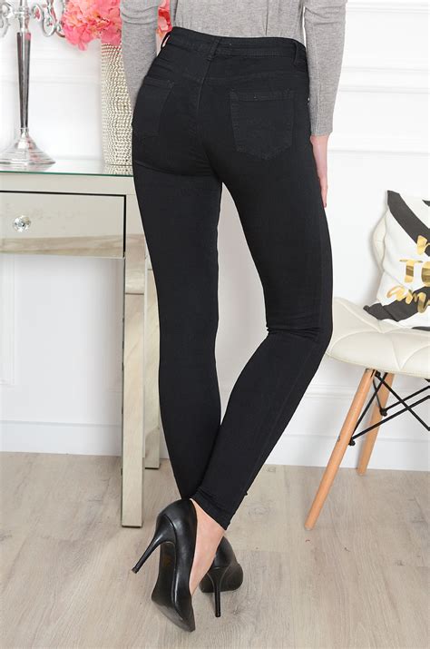 Spodnie rurki jeans z wysokim stanem czarne Cocomoda pl odzież