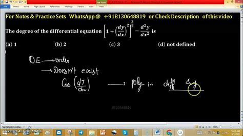 order and degree of differential equatio cucet 2021 engineering iit jam mathematics gate youtube