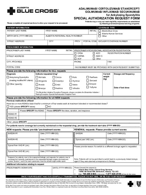 Fillable Online Idbl Ab Bluecross Special Authorization Request