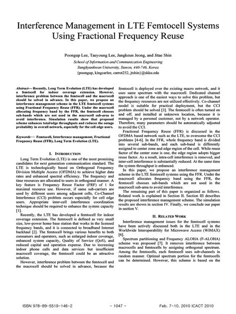 interference management in lte femtocell systems using fractional frequency reuse pdf