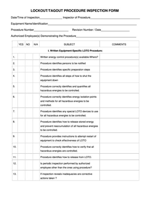 Lockout Tag Out Form Images And Photos Finder