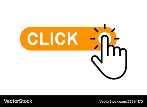 Click Here Button With Hand Icon Royalty Free Vector Image