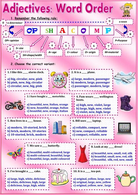 Adjectives Word Order Interactive Worksheet Order Of Adjectives