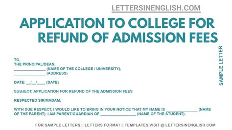 How To Write A Letter For Refund Of Fees Printable Online