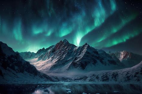 Premium AI Image Beautiful Northern Lights Landscape Aurora Borealis