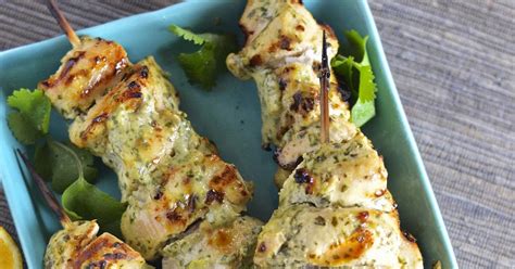 Grilled Chicken Kebabs With Green Tahini Sauce Virtually Homemade
