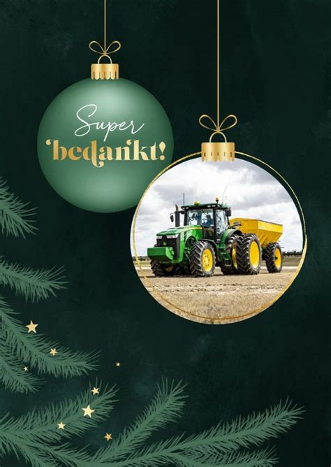 Zakelijke Kerstkaart Dennentakjes Groen Sterren Kaartje2go