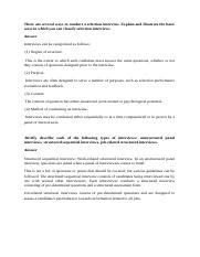 There Are Several Ways To Conduct A Selection Interview Docx There