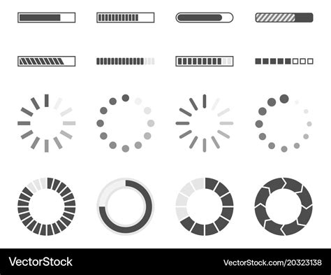 loading bar icons load progress indicator vector image