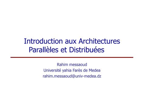 SOLUTION Chapitre 1 Introduction Aux Architectures Parall Les Et