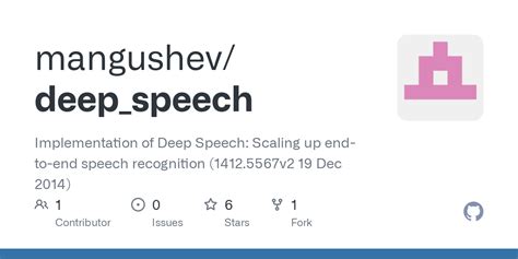 github mangushev deep speech implementation of deep speech scaling up end to end speech