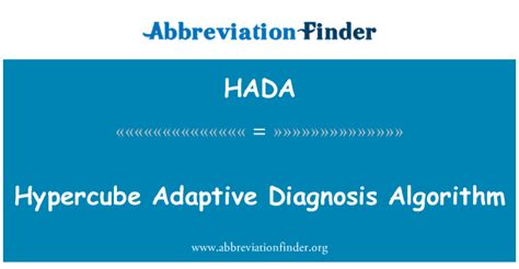 hada definition hypercube adaptive diagnosis algorithm abbreviation finder