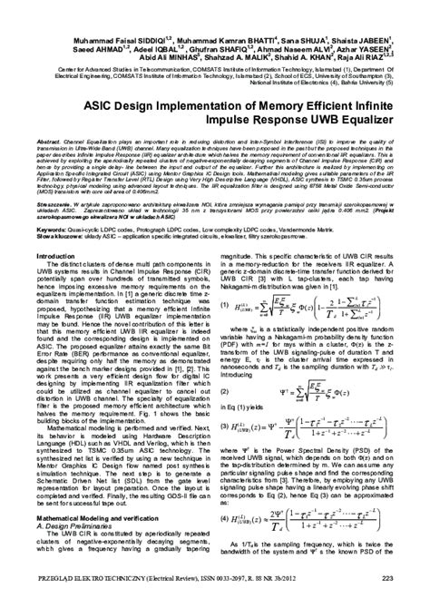 pdf asic design implementation of memory efficient infinite impulse response uwb equalizer
