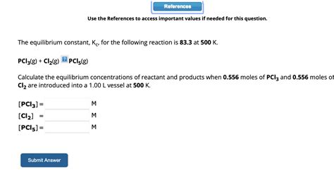 Solved The Equilibrium Constant Kc For The Following Chegg