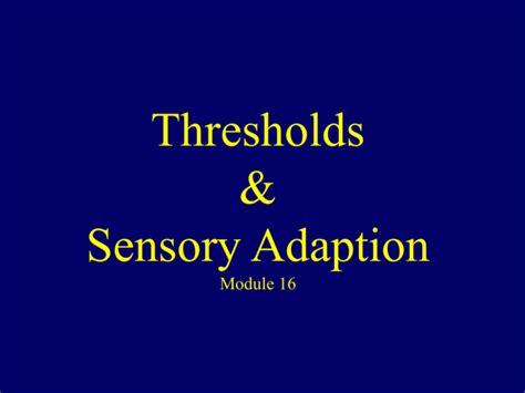 thresholds and sensory adaptation