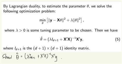 solved by lagrangian duality to estimate the parameter θ