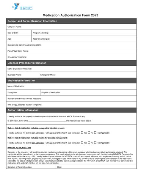 Fillable Online Medication Authorization Form 2023 Fax Email Print