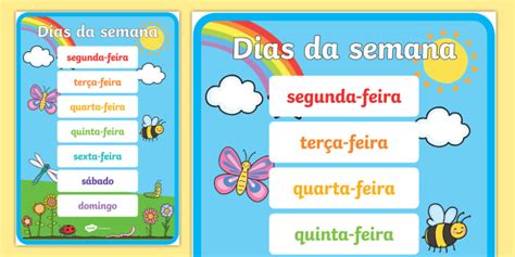 Cartaz dos dias da semana Portuguese português