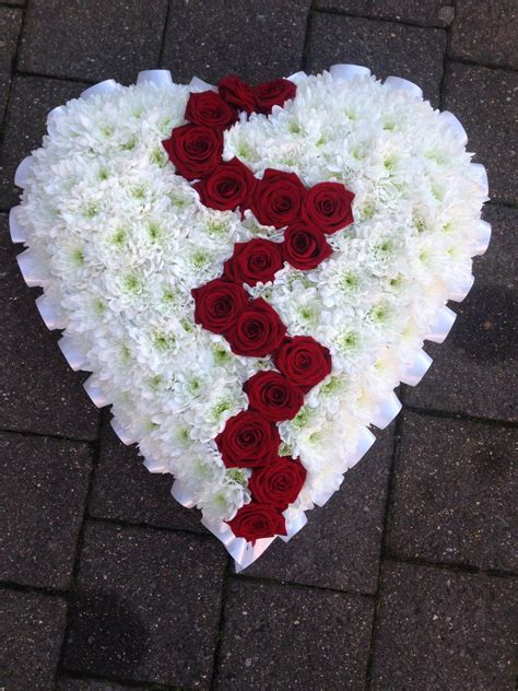 Broken Heart Funeral Tribute With Red Roses Funeral Floral Arrangements