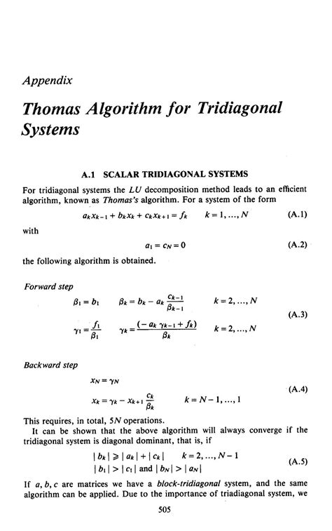 thomas algorithm for tridiagonal systems
