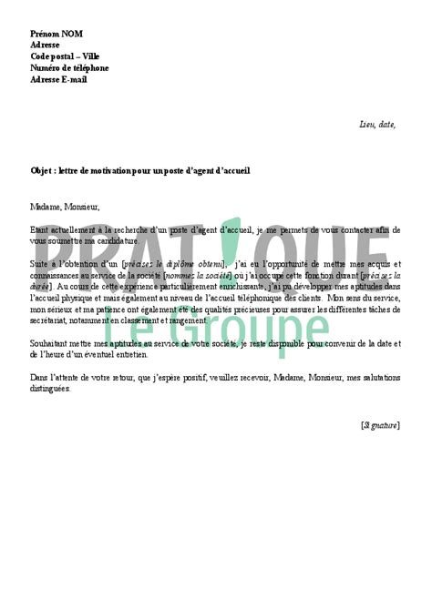 Lettre De Motivation Pour Un Emploi D Agent D Accueil Pratique Fr