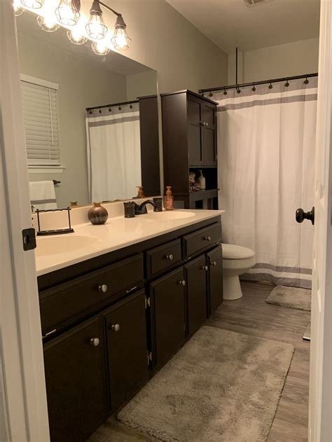 Grey Espresso Bathroom Makeover Sea Brook Walnut Pergo Outlast