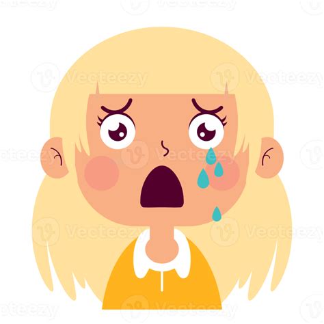 Girl Crying Face Cartoon Cute 17189115 PNG