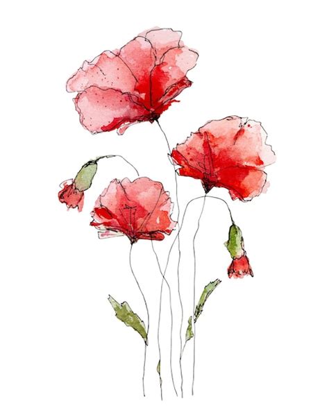 Pintura De Flores De Acuarela Foto Premium