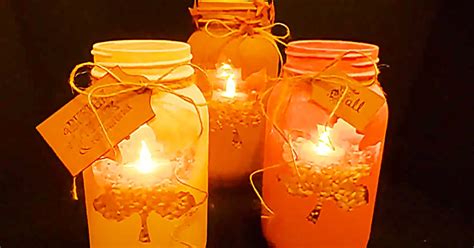 Diy Fall Leaf Mason Jar Candle Holders