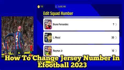How To Change Players Jersey Number In Efootball 2023 Mobile YouTube