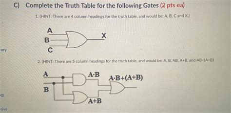solved rary re prive c complete the truth table for the