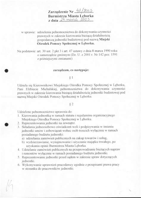 Zarządzenie Nr 41 2003 Burmistrza Miasta Lęborka z dn 24 03 2003r w